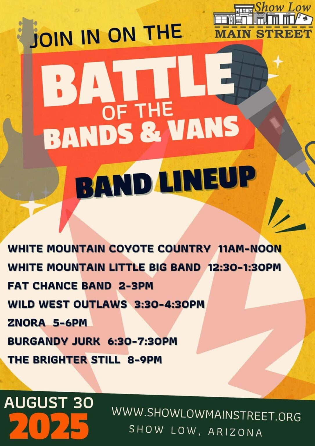 Show Low Battle of the Bands and Vans 8/30 - Concho, AZ Area Info